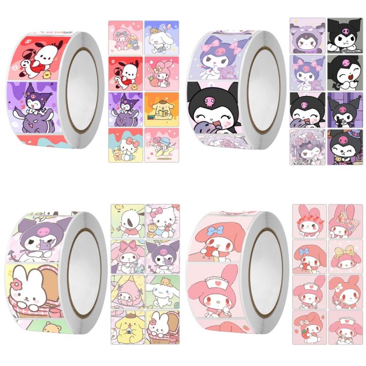 500Pcs/Roll 20mm Sanrio Stickers Kawaii Hello Kitty Melody Kuromi ...