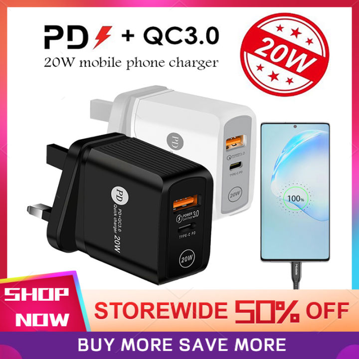 PD 18W Fast Charging Adapter USB Type C Quick Charger PD QC 3.0 Wall ...