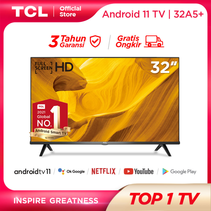 TCL 32 inch Smart LED TV - Android 11.0 - Frameless - HD - Google Voice/Netflix/YouTube - WiFi ...
