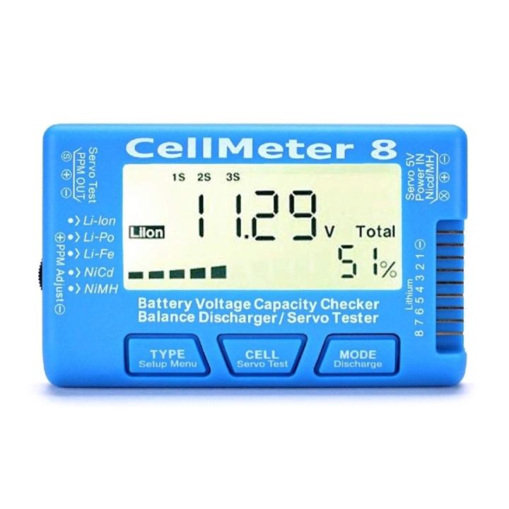 Digital Battery Capacity Checker Lipo Battery Voltage Tester CellMeter ...