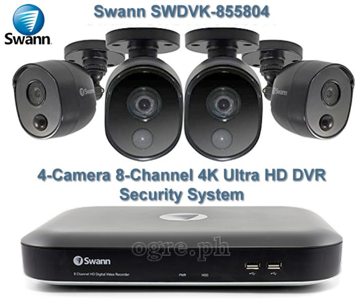 Swann SWDVK-855804 4-Camera 8-Channel 4K Ultra HD DVR Security System with 2Tb DVR (Refurbished ...