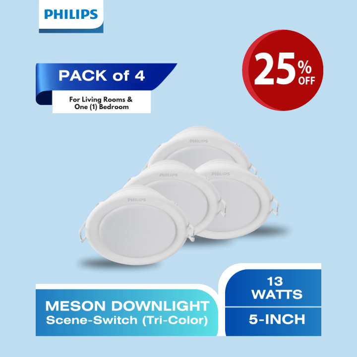 (4/8 Pack) Philips Meson Tri-Color Downlight 13W | Lazada PH