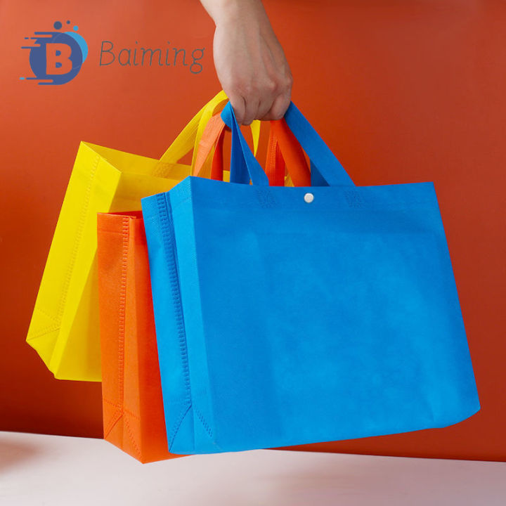 Button Ecological Bag Lunch Bag Pure Non -Knitted Handmade Handmade ...