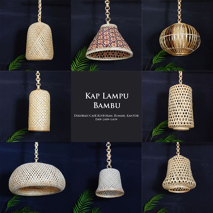 Kap Lampu Bambu Sedang / Hiasan Lampu Bahan Bambu Aesthetic/ Lampion ...