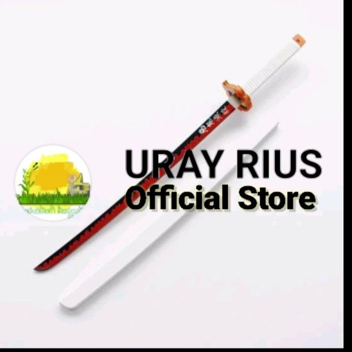 mainan pedang kayu cosplay rengoku polos kimetsu no yaiba demon slayer ...