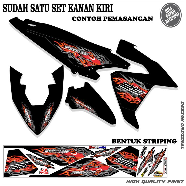 STRIPING VARIASI STICKER VARIO 125/150 LED OLD MOTIF API MERAH ARAI ...