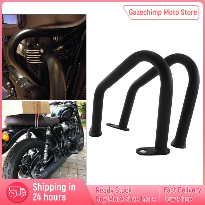 Gazechimp 1pair Black Motorcycle Engine Guard Protector Crash Bars For ...