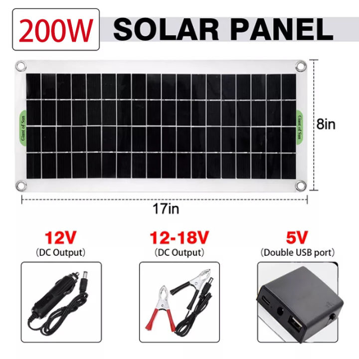 200W Solar Panel Kit 12V to 220V Battery Charger RV Travel Trailer ...