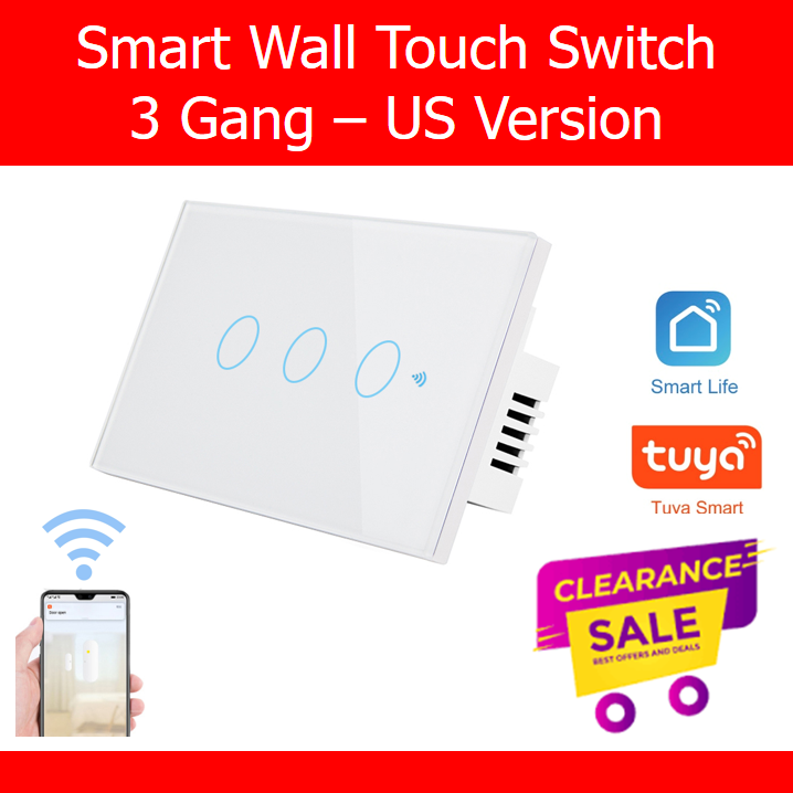 Smart WiFi Wall Light Touch Switch No Neutral Wire 1/2/3 Gang Tuya ...
