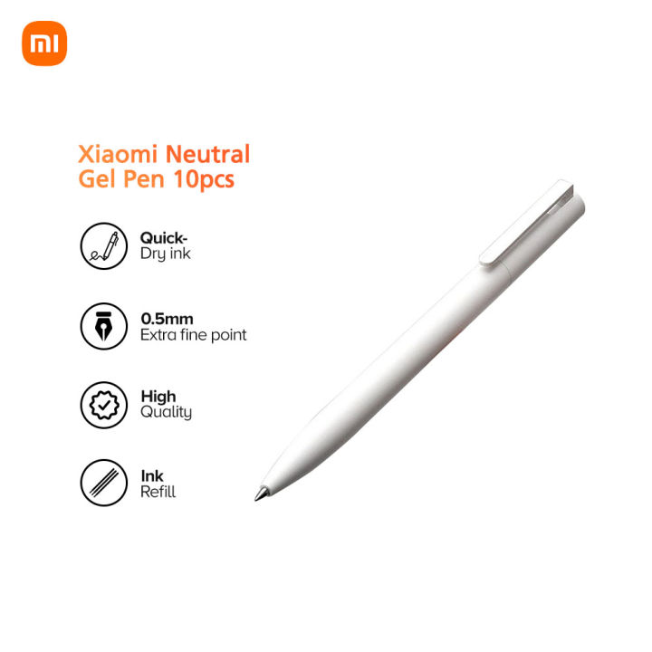 Xiaomi 10PCS Mi Gel Ink Pen Lightweight ABS White 0.5mm Neutral Gel Pen ...