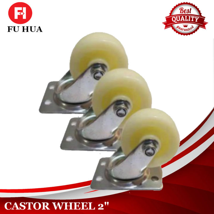 KKB Heavy Duty Solid Rubber Caster Wheel White Nylon Fixed Fat Boy size ...