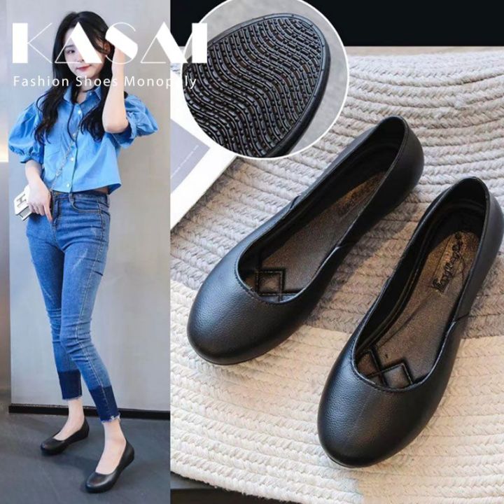 Affordable summer Fashion Non Strap Slip on Korean Baller Black Shoes ...