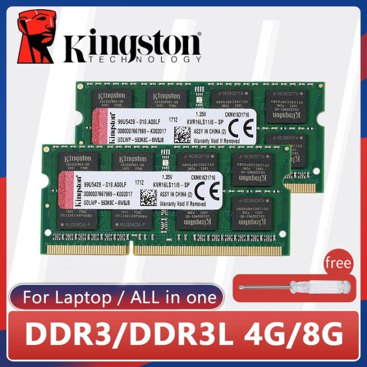 24H Ship Kingston DDR3 Laptop RAM 1600Mhz 1.35V/1.5V 8GB 4GB PC3/PC3L-12800 SODIMM 204pin for ...