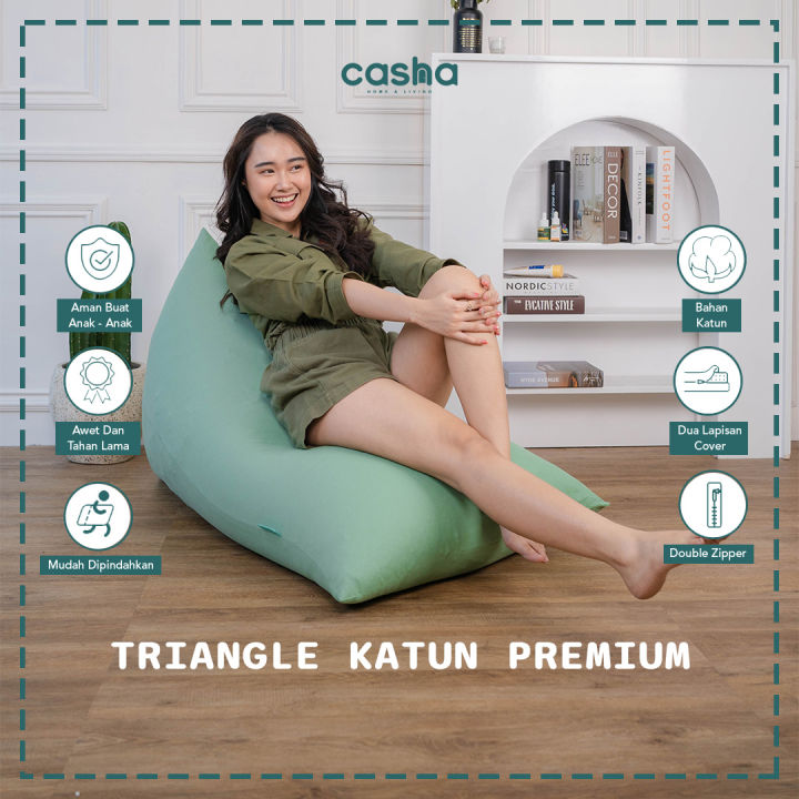 CASHA Triangle Bean Bag Katun Premium - Size Medium | Lazada Indonesia