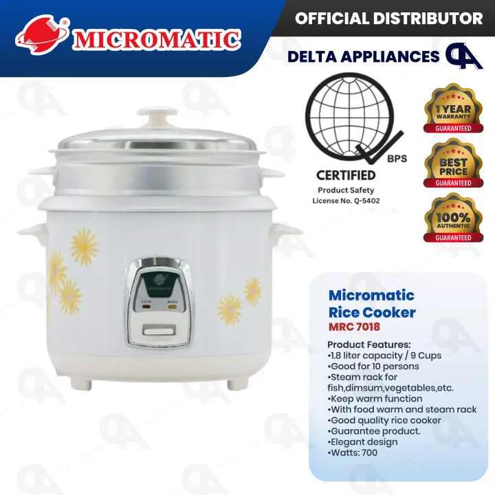 Micromatic MRC 7018 Rice Cooker 1.8L | Lazada PH