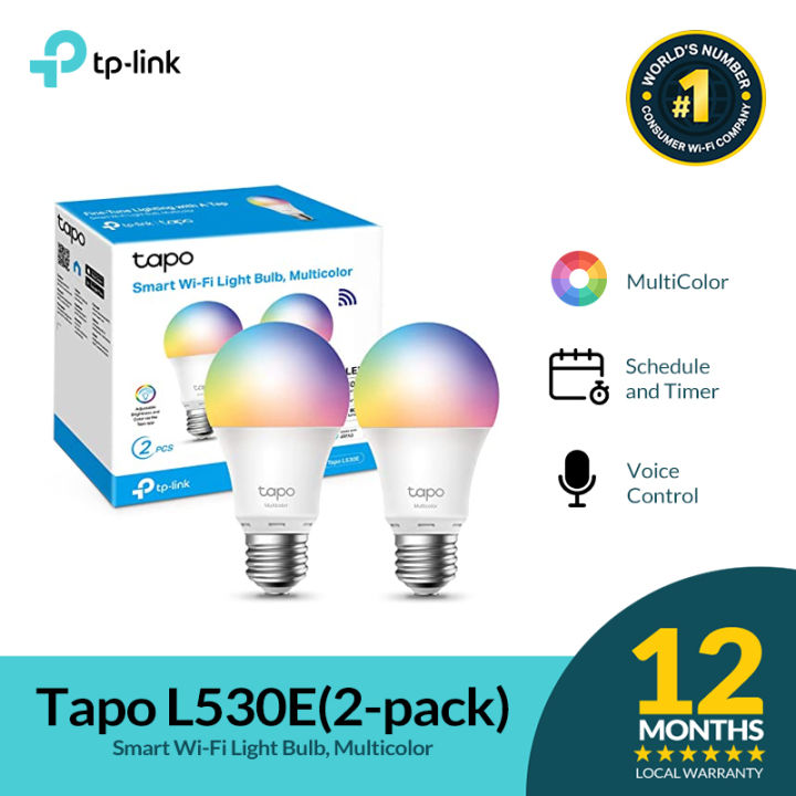 Tp-Link Tapo L530E (2 PACK) Smart Wi-Fi Light Bulb Multi Color Schedule and Timer Voice Control ...