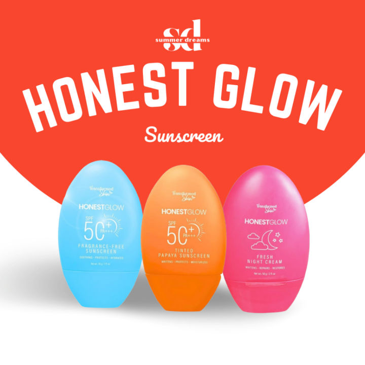 HONEST GLOW Fresh Night Cream and Tinted Sunscreen SPF 50 PA+++ 50g ...