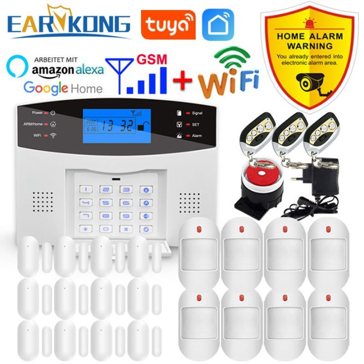 Tuya WiFi Smart Home Alarm System GSM Security Burglar Host 433MHz Wireless Door Window PIR ...