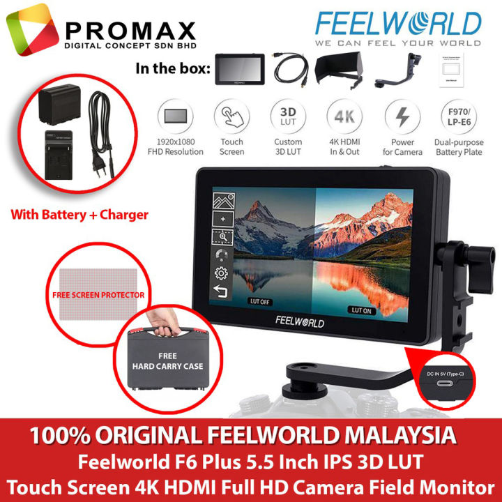 FEELWORLD F6 Plus V2 5.5 Inch 3D Lut Touch Screen Field studio Monitor ...