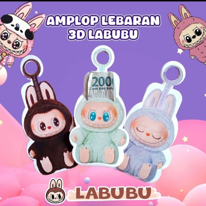 Labubu Amplop Lebaran 3D / Amplop Lebaran Labubu 3 Dimensi Isi 12 bijji ...