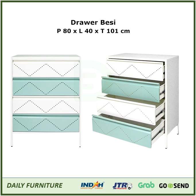 Drawer Besi Modern / Filling Cabinet Laci 4 Tingkat Besi Anti Rayap ...