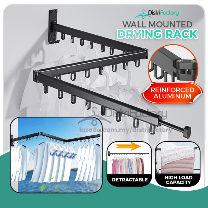 Balcony Wall Mounted Retractable Foldable Clothes Drying Rack Clothes ...