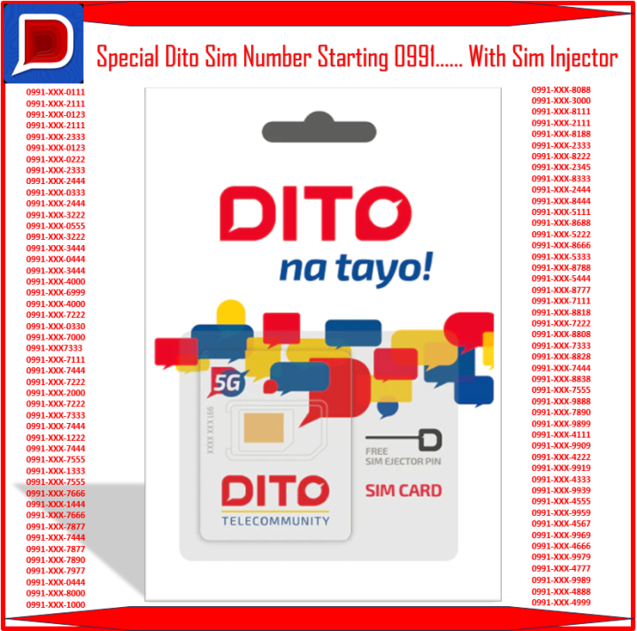 DITO SIM (Special Number) VANITY Start 0991-xxx-9888 W/ Free 3GB Data ...