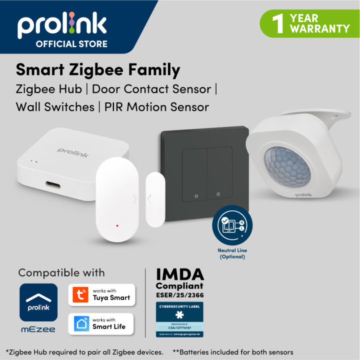 Prolink Smart Zigbee Hub / Zigbee Window Door Sensor / Zigbee PIR Motion Sensor/ Zigbee Smart ...