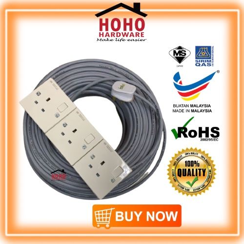 EXTENSION cable 13A SWITCHES SOCKET heavy duty 3 gang | Lazada