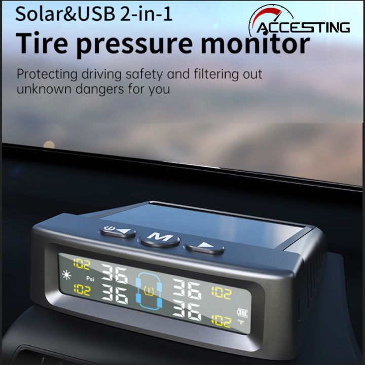 Tire Pressure Monitoring System Auto Security Alarm Systems Solar Automatic Charging Tyre ...