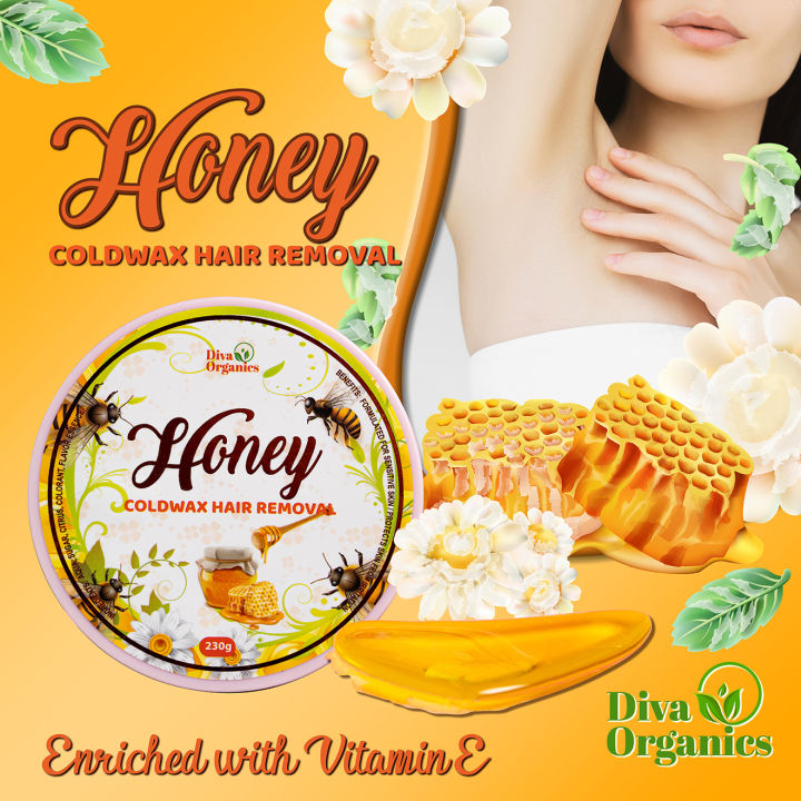Diva Organics Honey Wax Hair Removal Brazilian Underarm, Legs Cold Wax ...