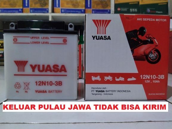 AKI MOTOR AKI BASAH 10 AMPERE AKI YUASA ORIGINAL DIJAMIN ASLI TYPE 12N10 BUAT MOTOR VESPA EXCEL ...