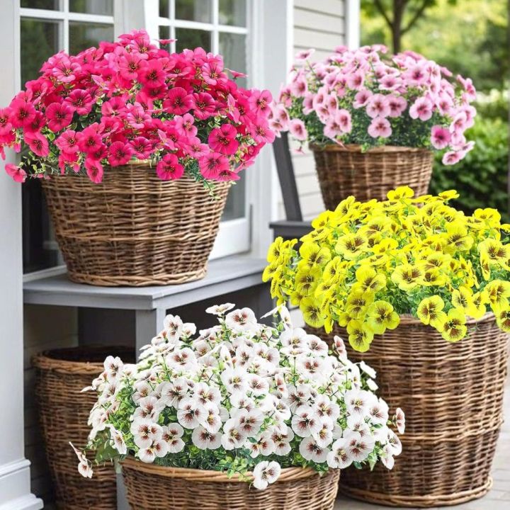 WCYC Nhựa Hoa Pansy nhân tạo Có thể tái sử dụng 7 Fork Hoa chịu được ...