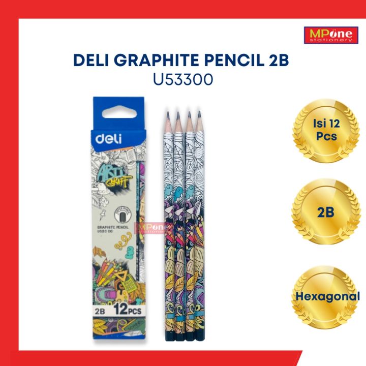 Deli Graphite Pencil 2B / Deli Pensil Kayu 2B EU53300 Arti Graff ...