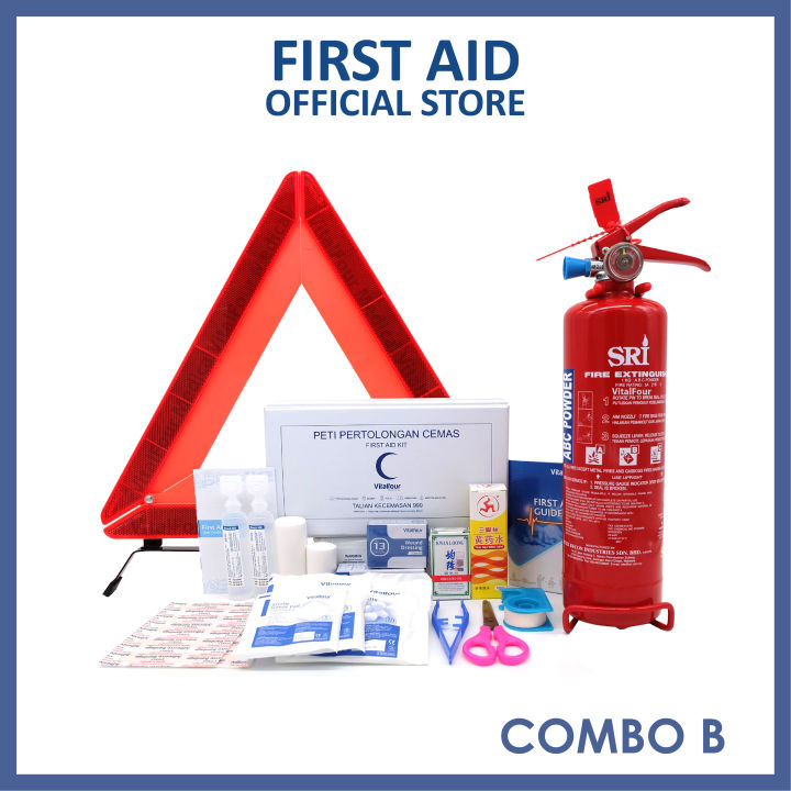 Vitalfour First Aid Kit Combo Set With Extinguisher 1kg & Reflective ...