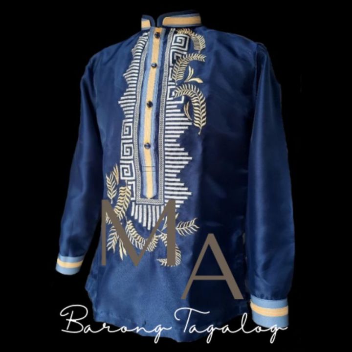 Navy Blue double collar Barong | Lazada PH