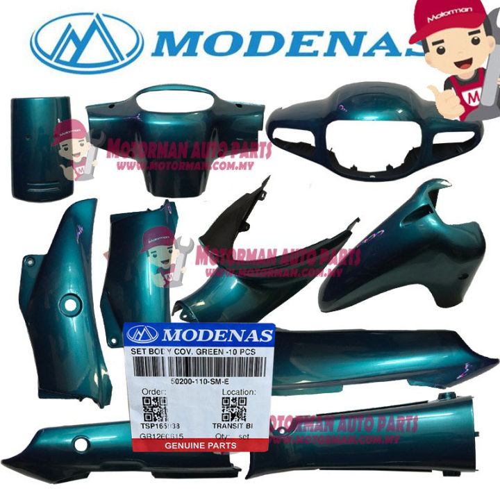 BODY COVER SET 100% ORIGINAL MODENAS KRISS 110 GREEN/GREY/RED ...