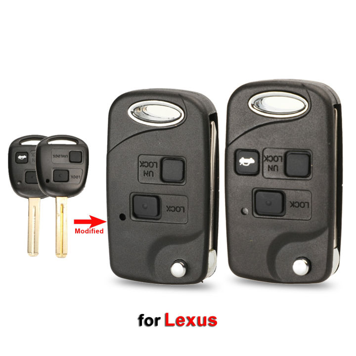 3 Buttons Modified Flip Remote Key Shell For Lexus RX300 LS400 LS430 ...