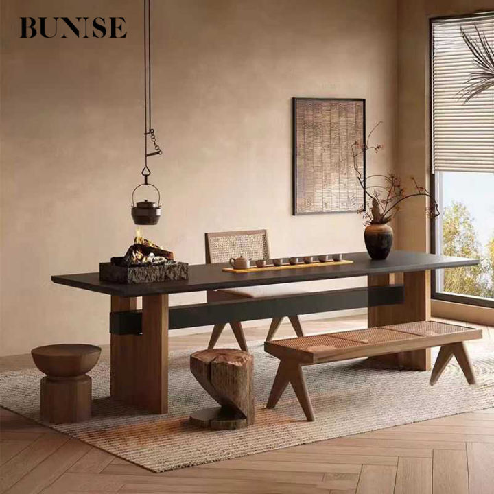 BUNISE Solid Wood Dining Table SD16 - Scandinavian Antique Style Multi ...