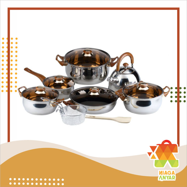 NA OXONE Panci Set Stainless Steel OX - 933 / OX-933 / OX933 Eco Cookware Set - 12 pcs | Lazada ...