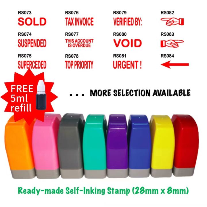Ready-made 28mm x 8mm Self-Inking/Pre-Inked Rubber Stamp for Business ...