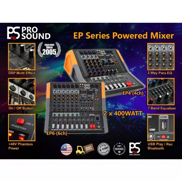 PS Pro Sound Powered Mixer 2x400W EP4 / EP6 Karaoke professional ...