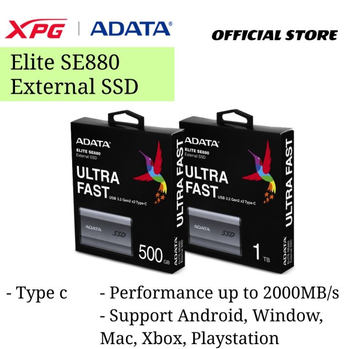 ADATA ELITE SE880 EXTERNAL SSD DATA STORAGE TYPE C ANDROID MAC WIN ...