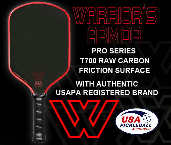 Pickleball Paddle WARRIORS ARMOR PRO SERIES 16MM TEXTURED T700 CARBON ...