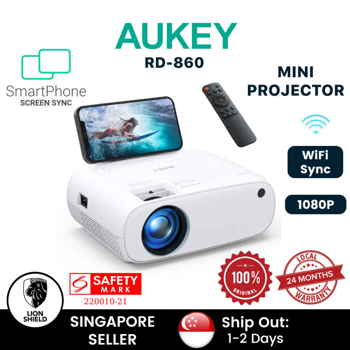(SG) Aukey RD-860 Cinex Mini 1080P Wireless Wi-Fi Mini Projector ...