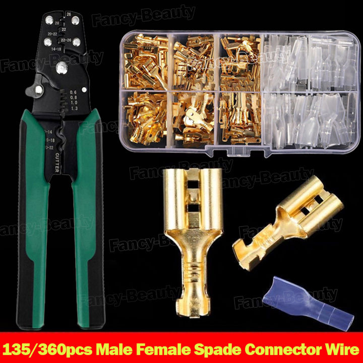 2.8mm 4.8mm 6.3mm Plug Spring Female Male Spade Cold Crimp Terminals ...