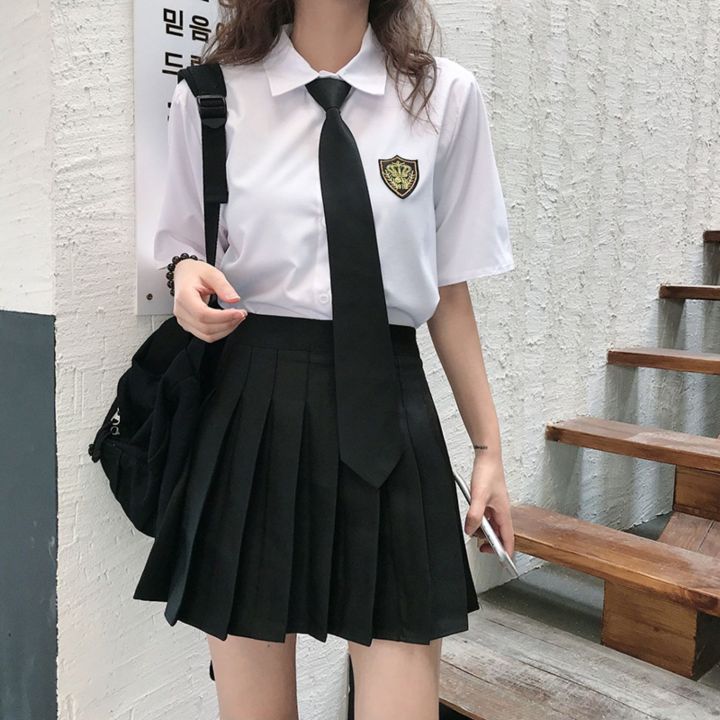 JK เครื่องแบบกระโปรงของแท้หนึ่งชุดของเสื้อผ้านักเรียนสี่ฤดูกาลวิทยาลัย ...