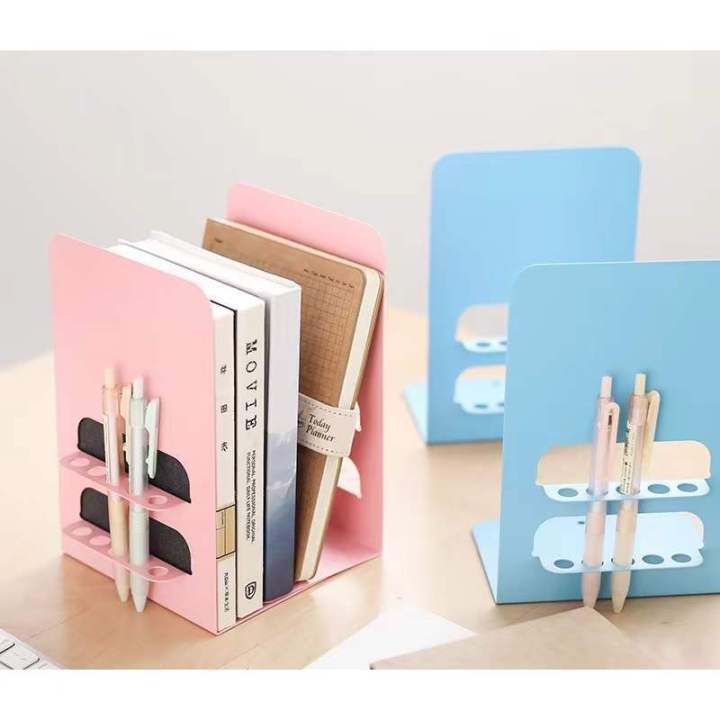 AS 2 pcs Japanese Style Book Stand Book Ends With Pen Holder | Lazada PH
