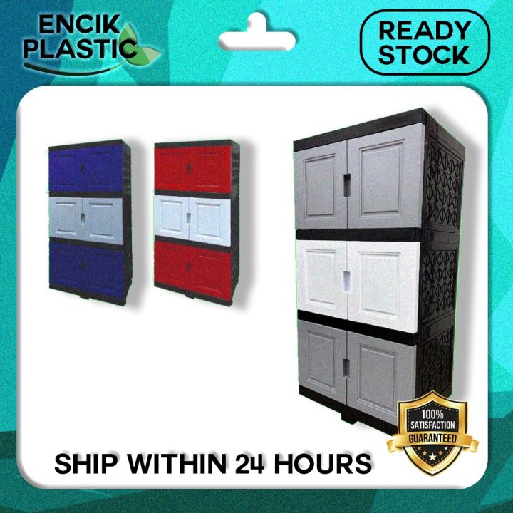 BUATAN MALAYSIA DIY STORAGE CABINET / 3 LEVEL WARDROBE / CABINET ...