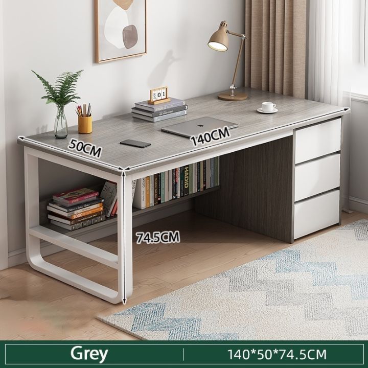 120cm/140cm Computer Table With Drawer Study Table With Shelf Office Table Desk For Bedroom ...